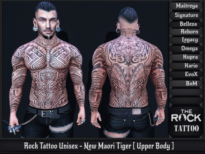 Second Life Marketplace - Rock Tattoo Unisex - New Maori Tiger [ Upper ...